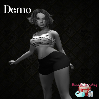 Second Life Marketplace - DEMO -Black & White Zing - Micro Skirt & Top Love Momma